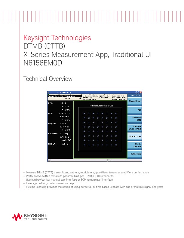 DTMB (CTTB) X-Series Measurement App, Traditional UI N6156EM0D PDF Asset Page | Keysight